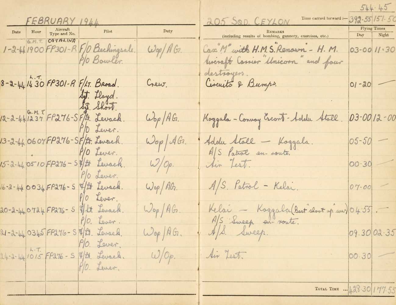 Lot 251 Logbook Wireless Operator H Smith 205 6956