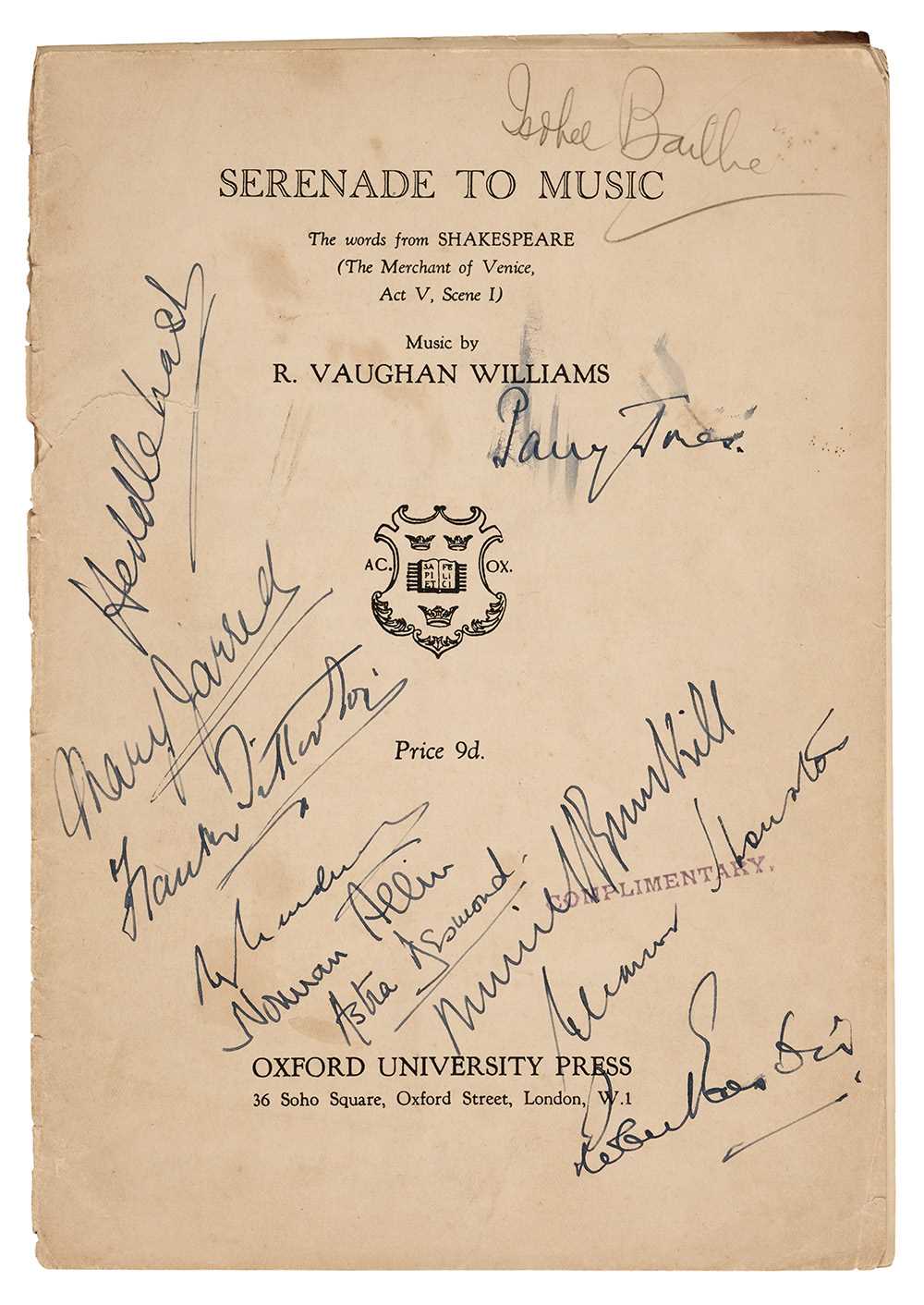Lot 246 - Vaughan Williams (Ralph, 1872-1958), English