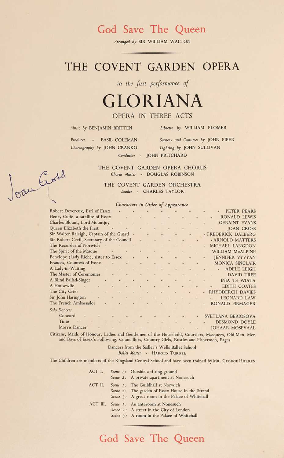 Lot 247 - Britten (Benjamin, 1913–1976). ‘Gloriana’.
