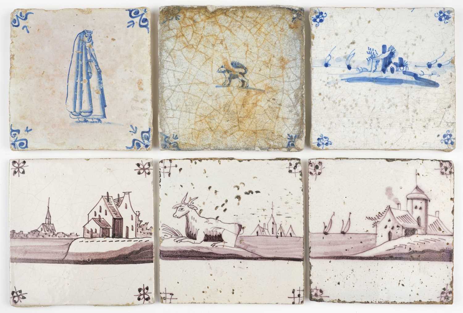 Lot 687 - Delft. A collection of Delft tiles, 18th