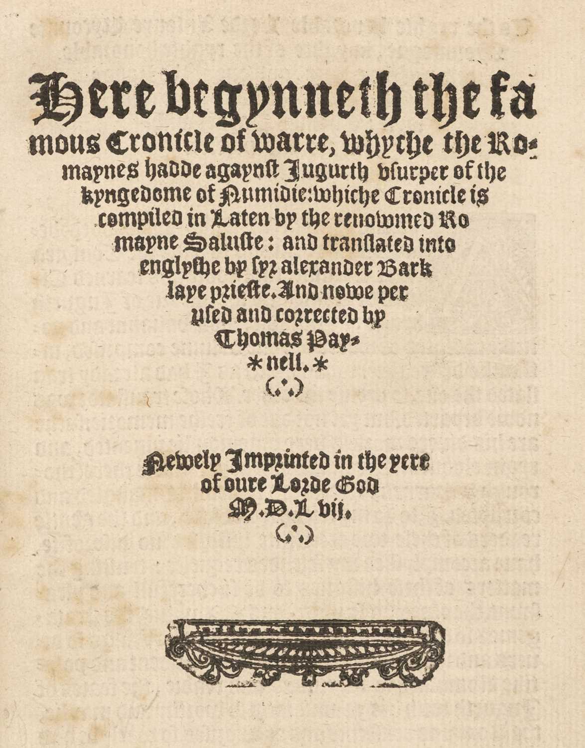 Lot 187 - Sallustius Crispus (Caius). Here begynneth