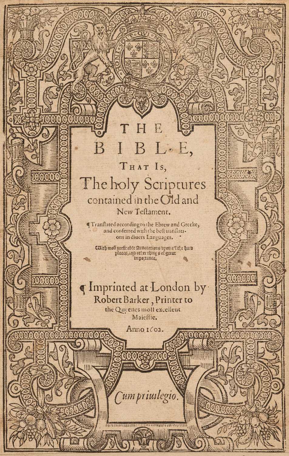 Lot 208 - Bible [English]. The Bible, that is, The