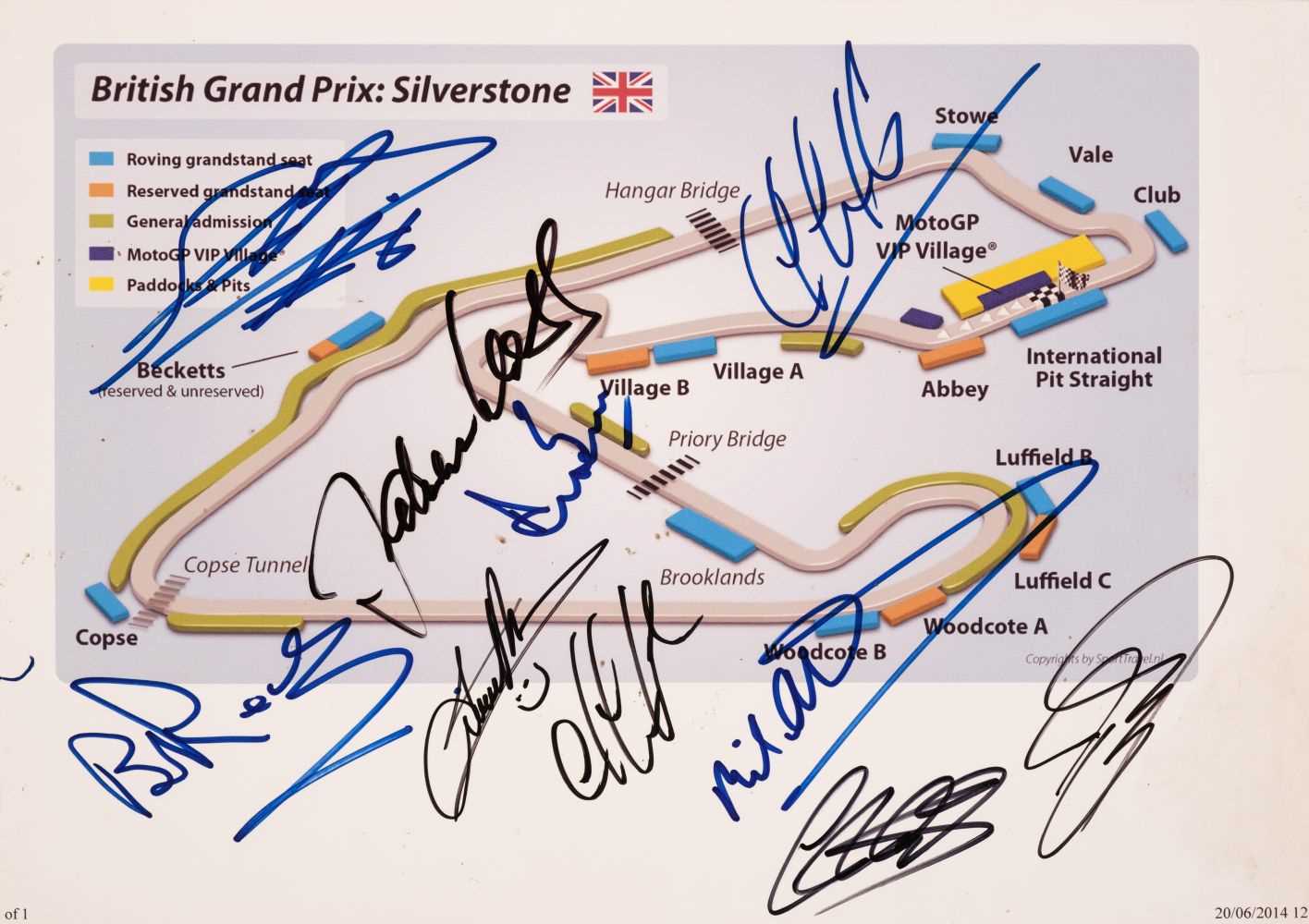 Lot 86 - Motorsport Autographs. A multi-signed plan of