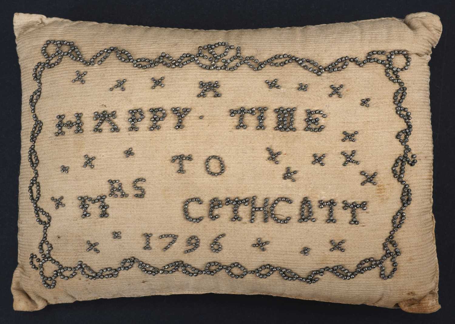 Lot 579 - Sewing. A pinwork pincushion belonging to