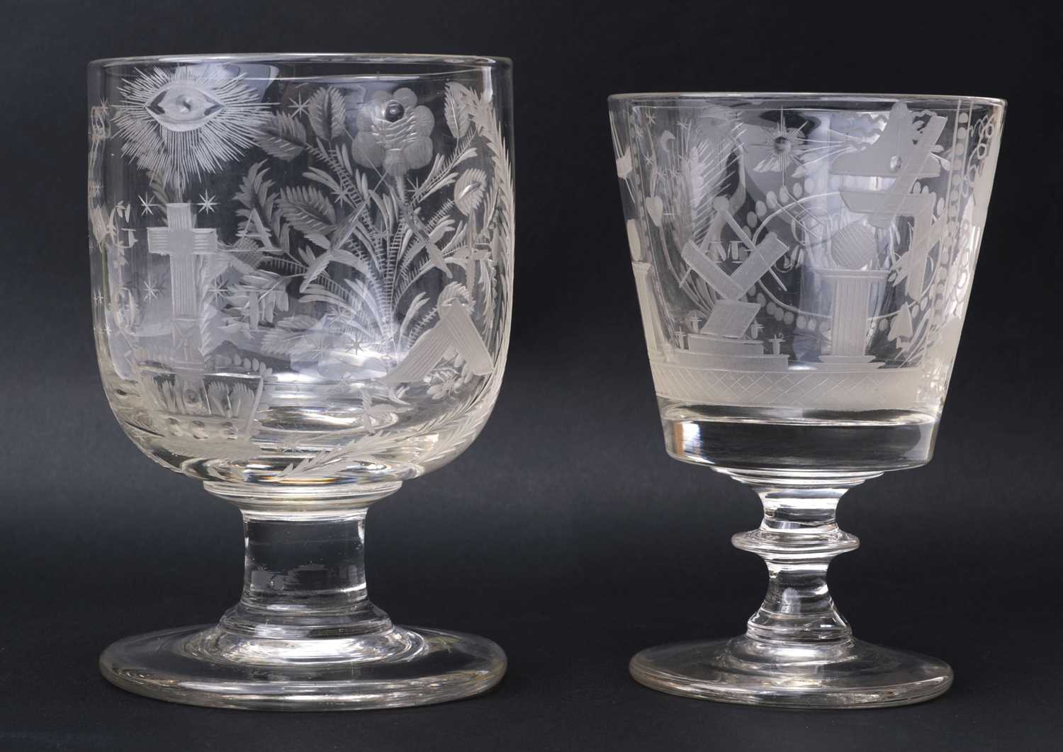 Lot 694 - Masonic Glass. A Masonic glass goblet, 19th