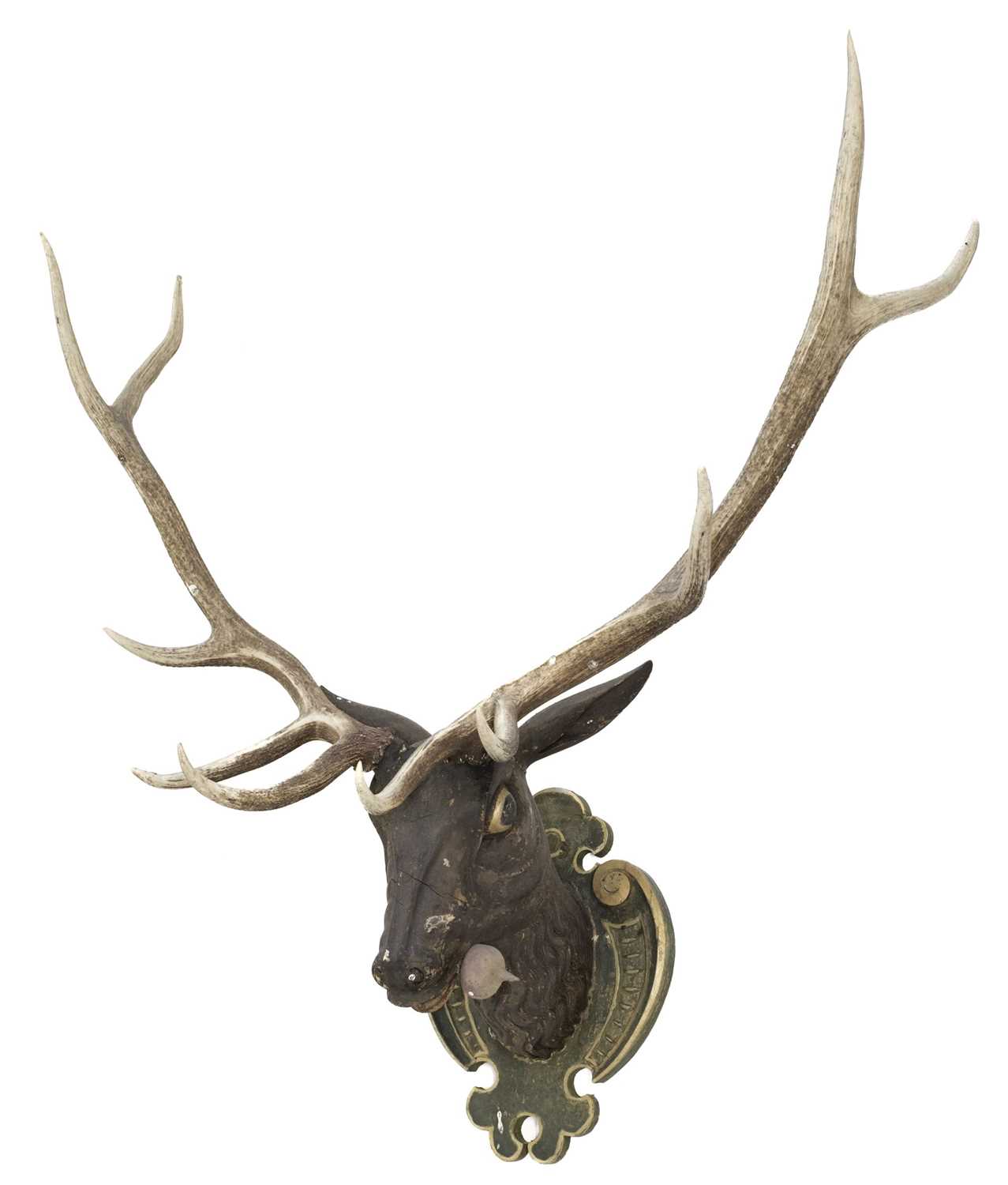 Lot 738 - Stags Head. A large Continental carved wood