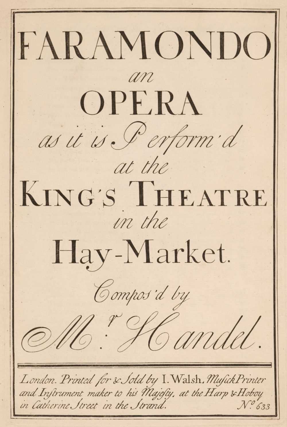 Lot 195 - Handel (George Frederick). Faramondo, an
