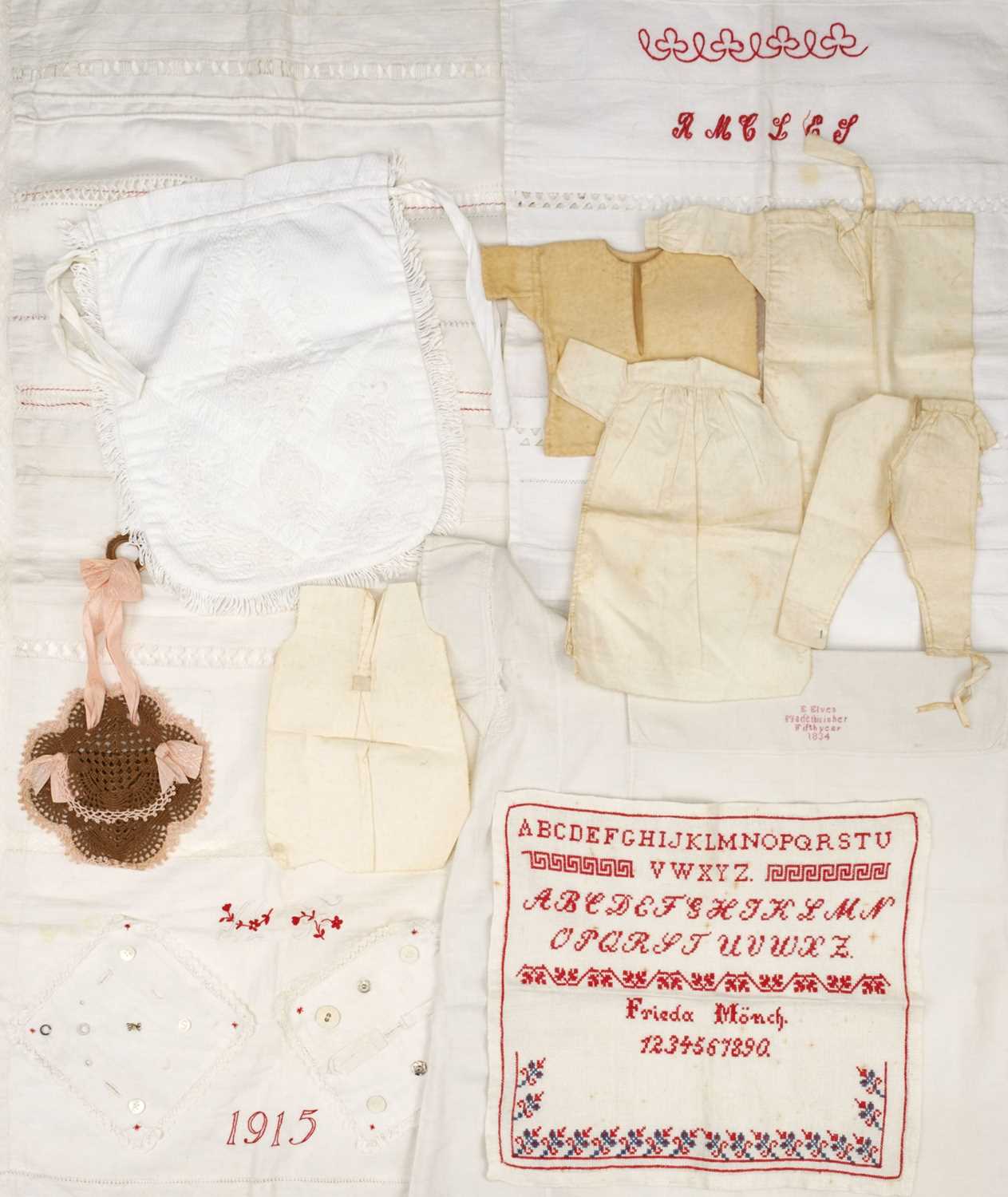 Lot 565 - Needlework. Specimens of juvenile handiwork,