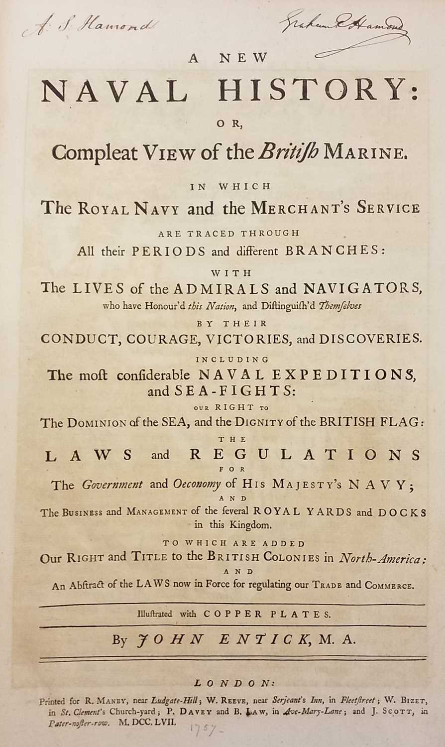 Lot 366 - Entick (John). A New Naval History: or,