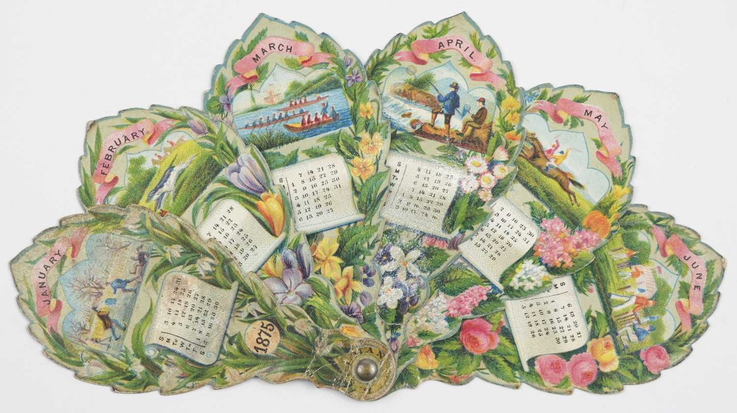 Lot 611 - Calendar Fan. A chromolithographed almanac