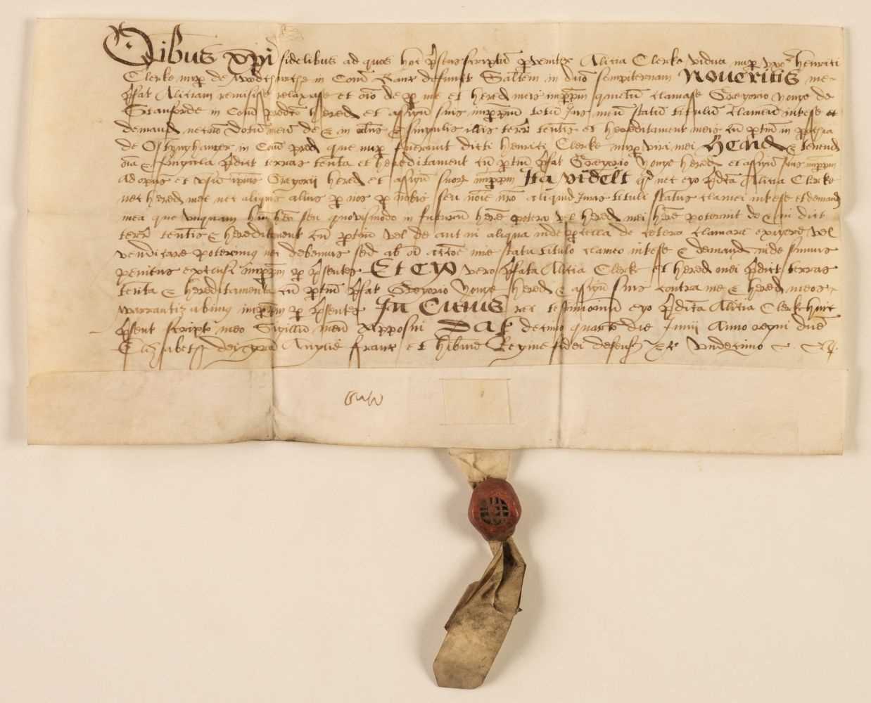 Lot 106 - Kent deeds. A group of 15 vellum deeds