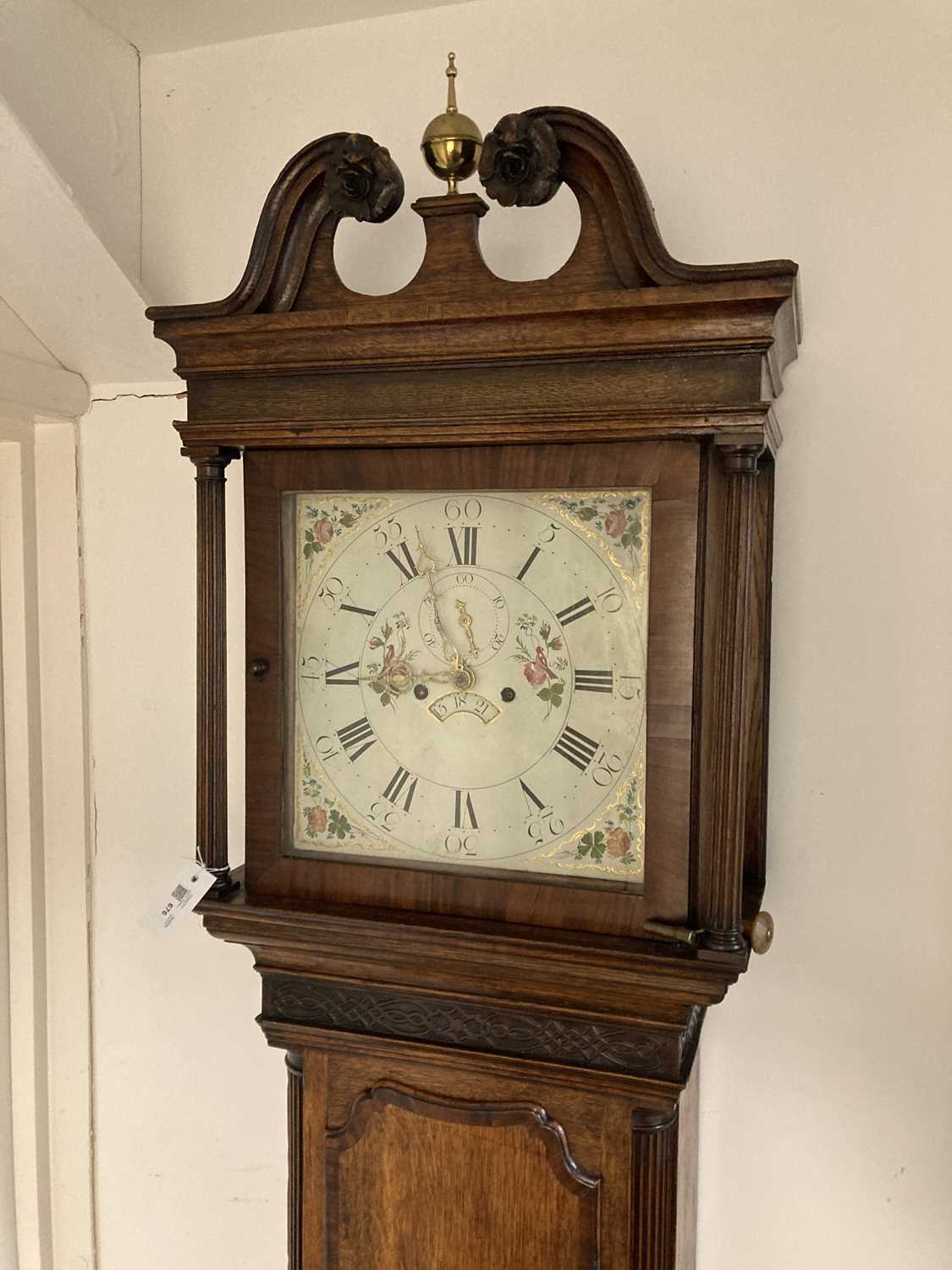 Lot 676 - Longcase Clock. A Victorian oak and mahogany