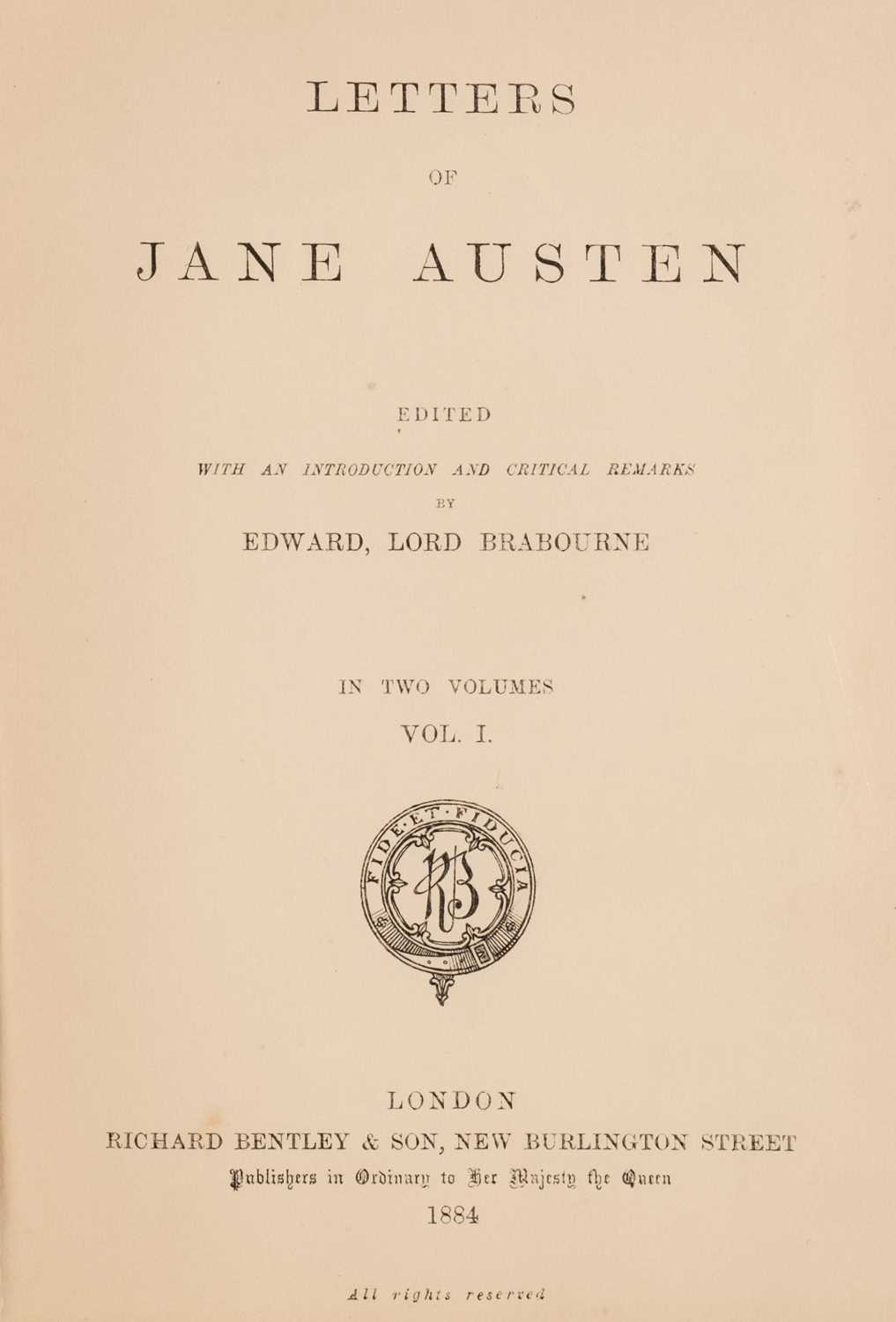 Lot 671 - Austen (Jane). Letters of Jane Austen, 2