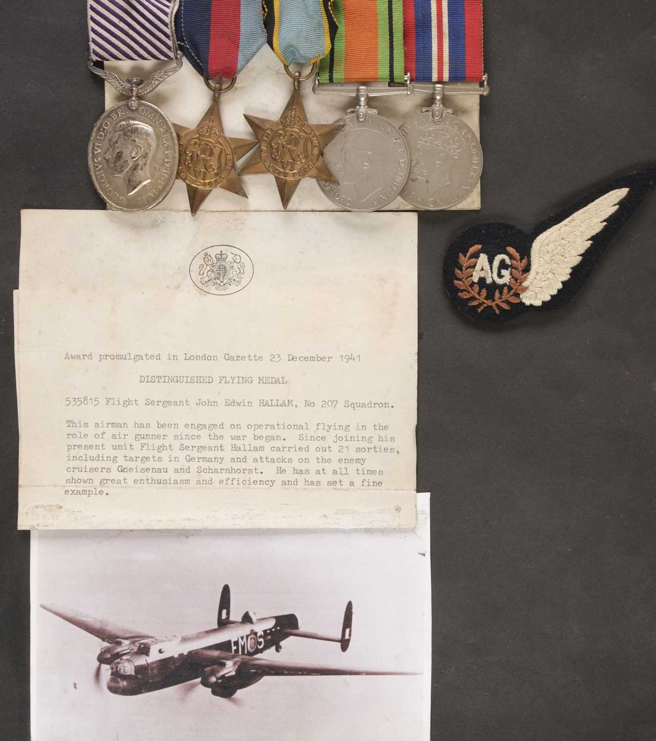 Lot 117 - D.F.M. group to Flight Sergeant J.E. Hallam,