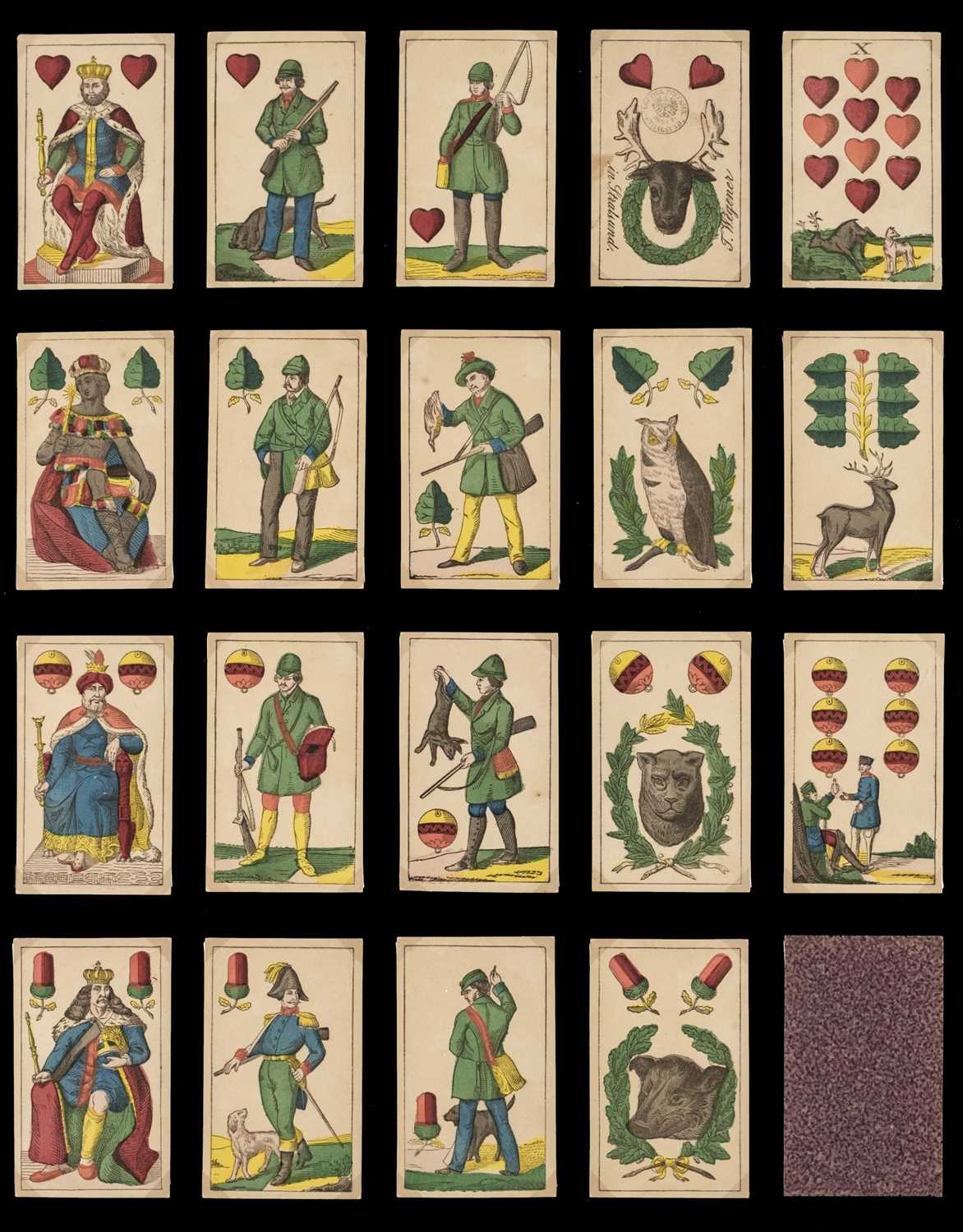 Lot 504 - German playing cards. Hunting pack,