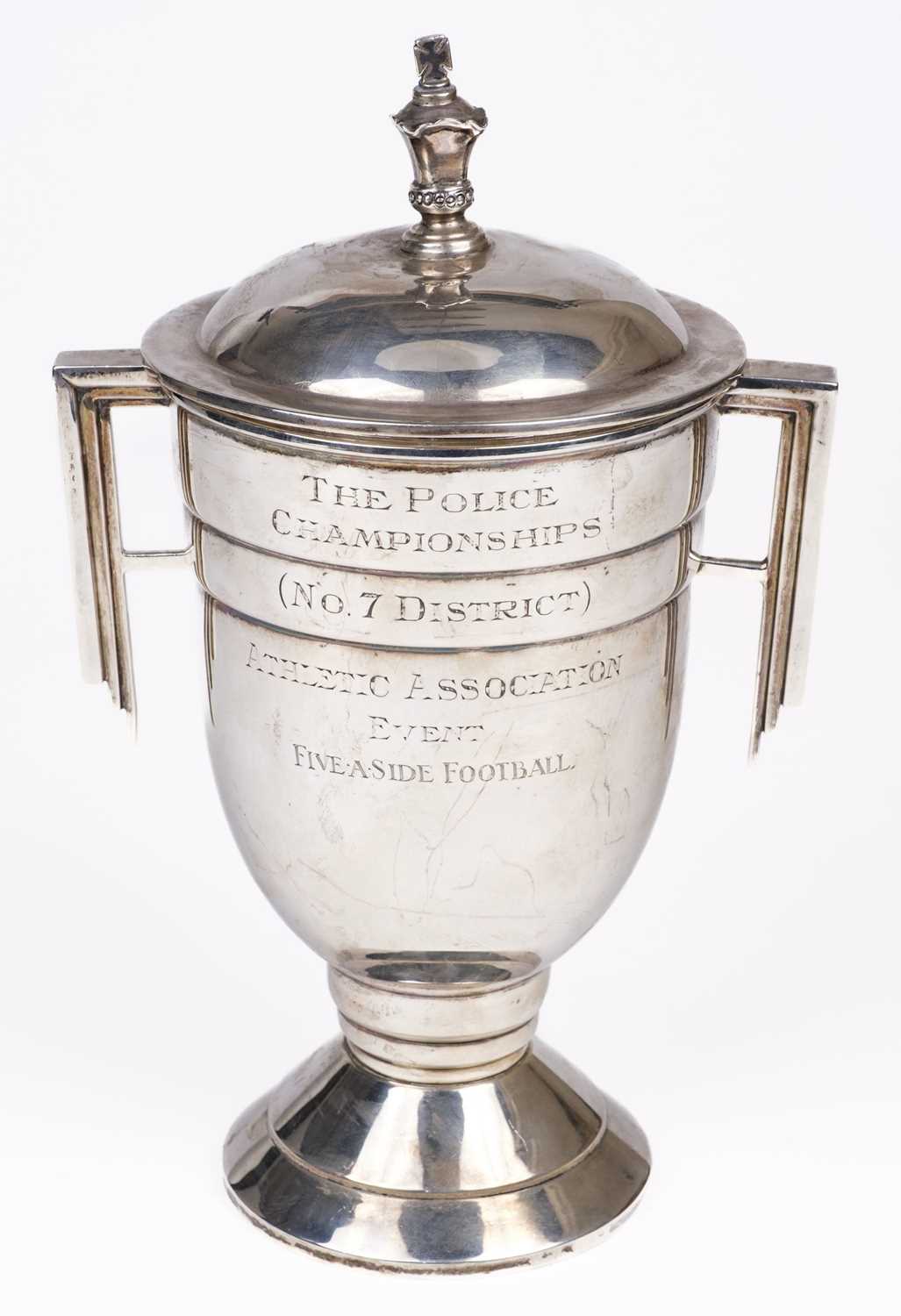 Lot 96 - Trophy Cup. A George VI silver twin handled
