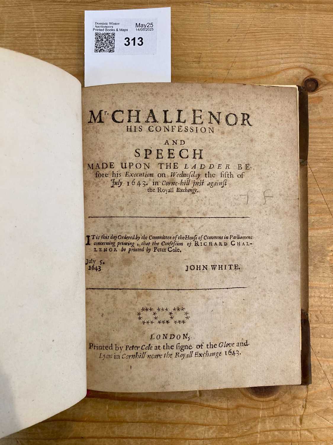 Lot 313 - Waller's Plot. Mr. Challenor His Confession
