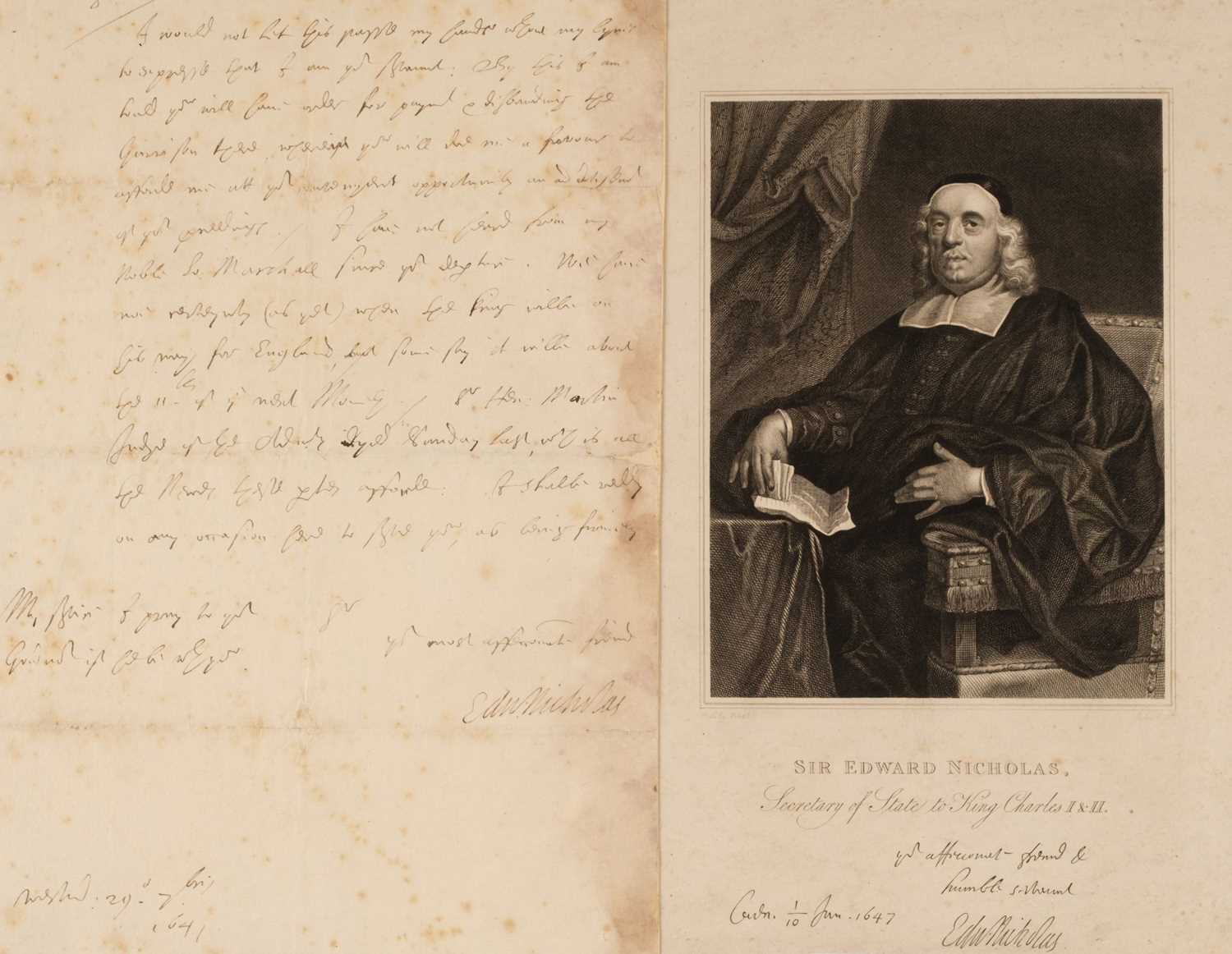 Lot 451 - Nicholas (Edward, 1593-1669). Autograph