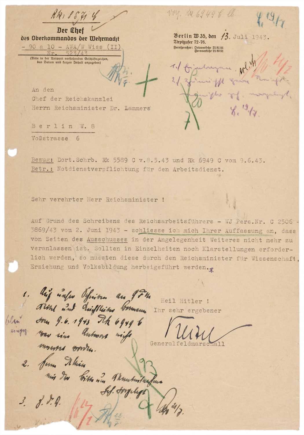 Lot 354 - Keitel (Wilhelm, 1882-1946), German Field