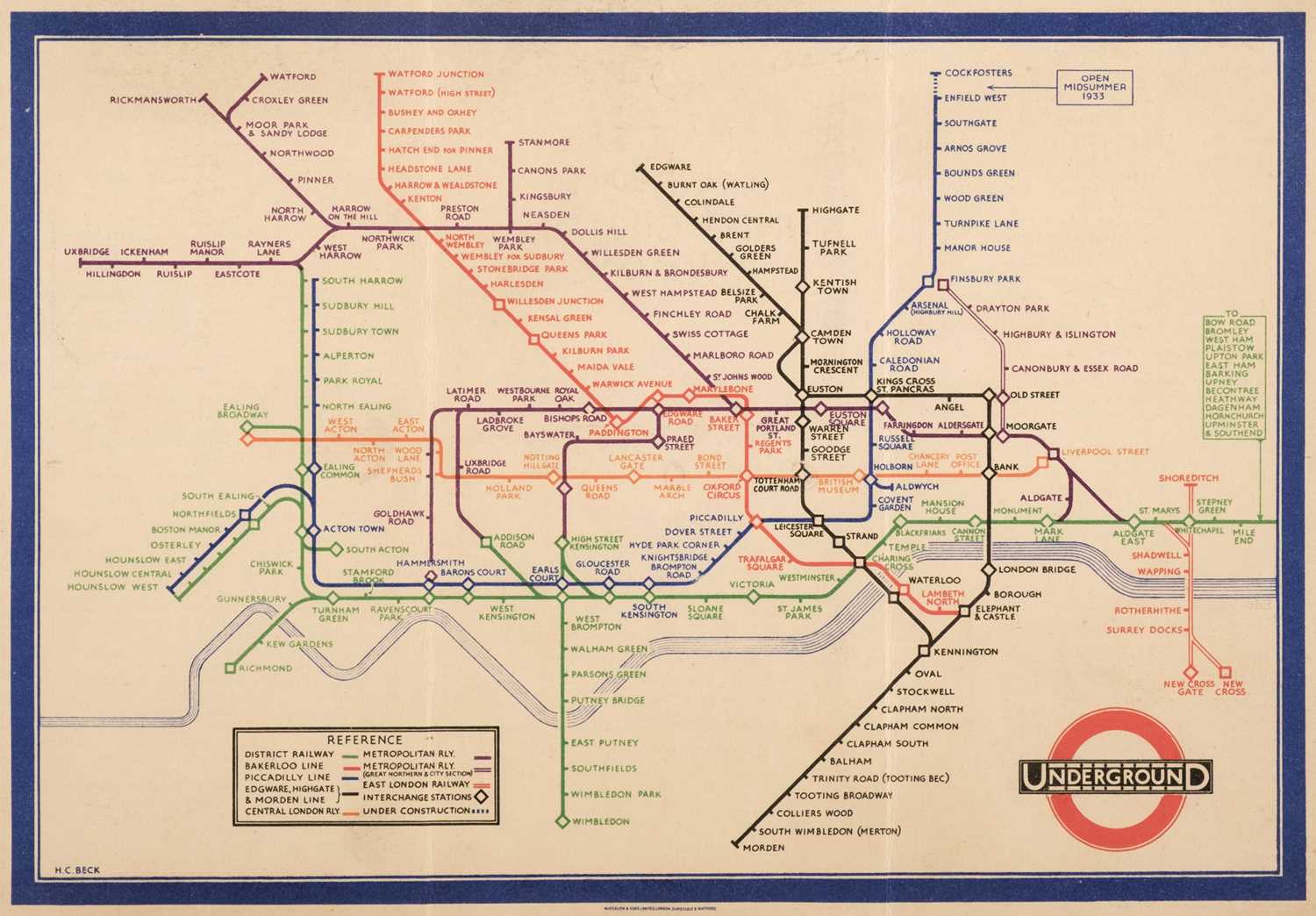 Lot 193 - London Underground. Beck (H. C.). Map of