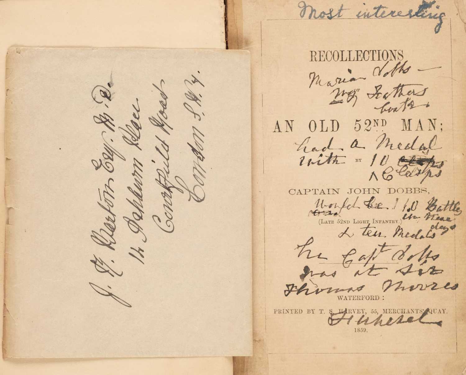 Lot 304 - Dobbs (Captain John ). Recollections of an