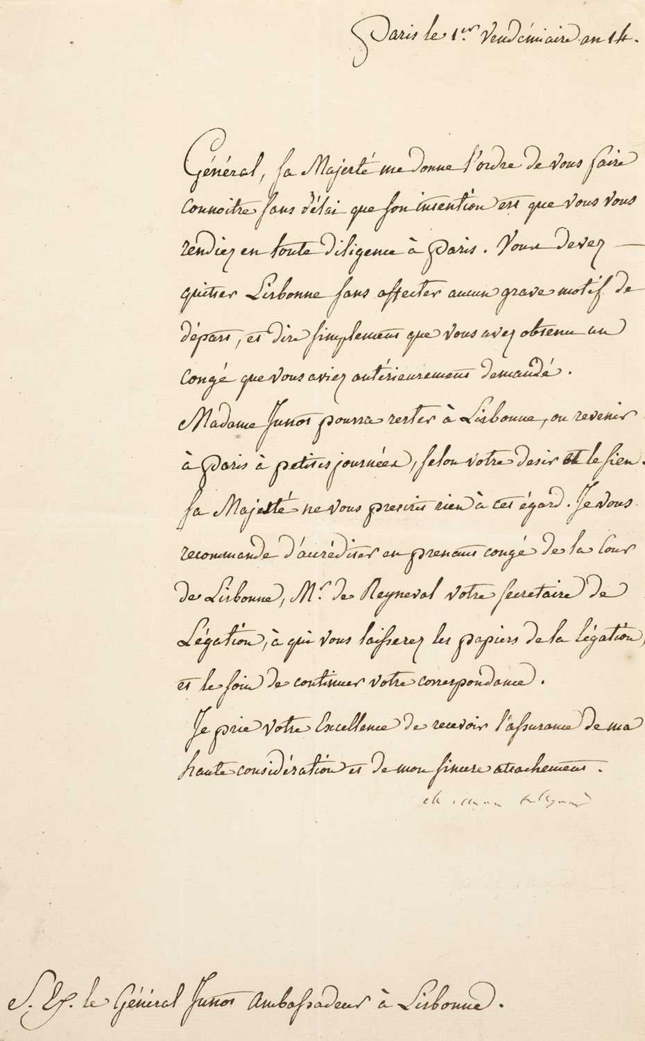 Lot 322 - Talleyrand-Périgord (Charles Maurice de,