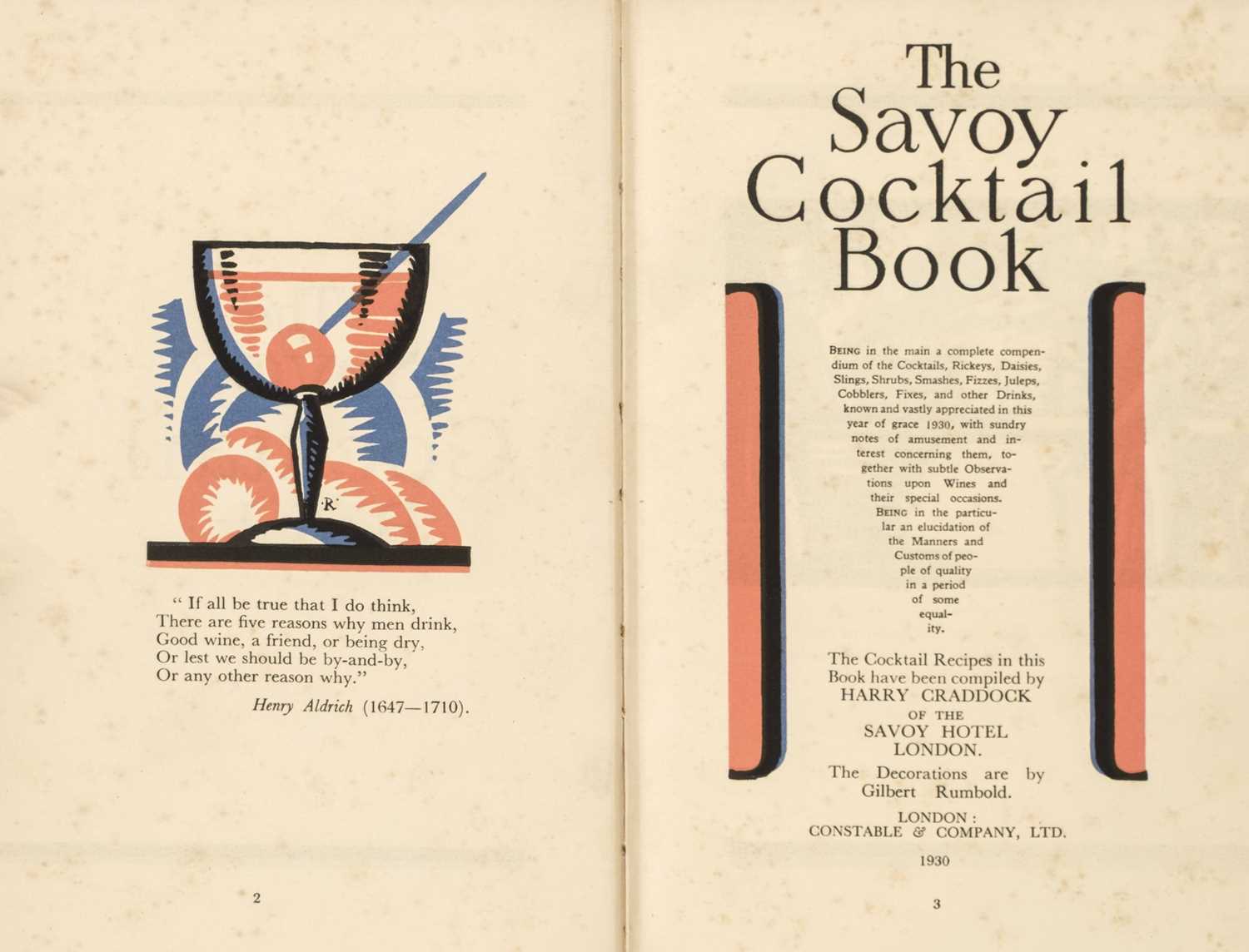 Lot 726 - Craddock (Harry). The Savoy Cocktail Book...,