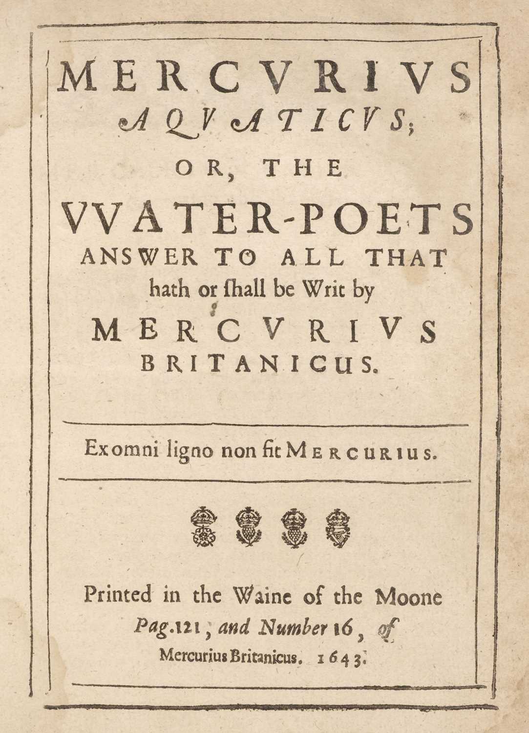 Lot 236 - Taylor (John, The Water Poet). Mercurius