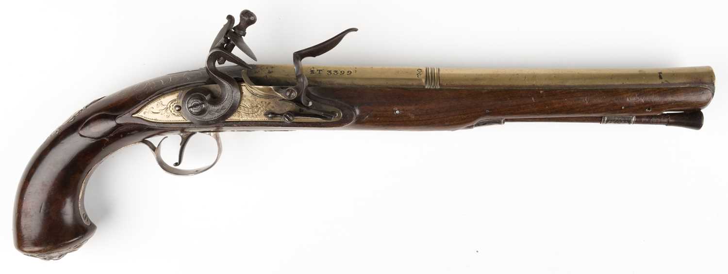 Lot 342 - Pistol. A fine George III flintlock silver
