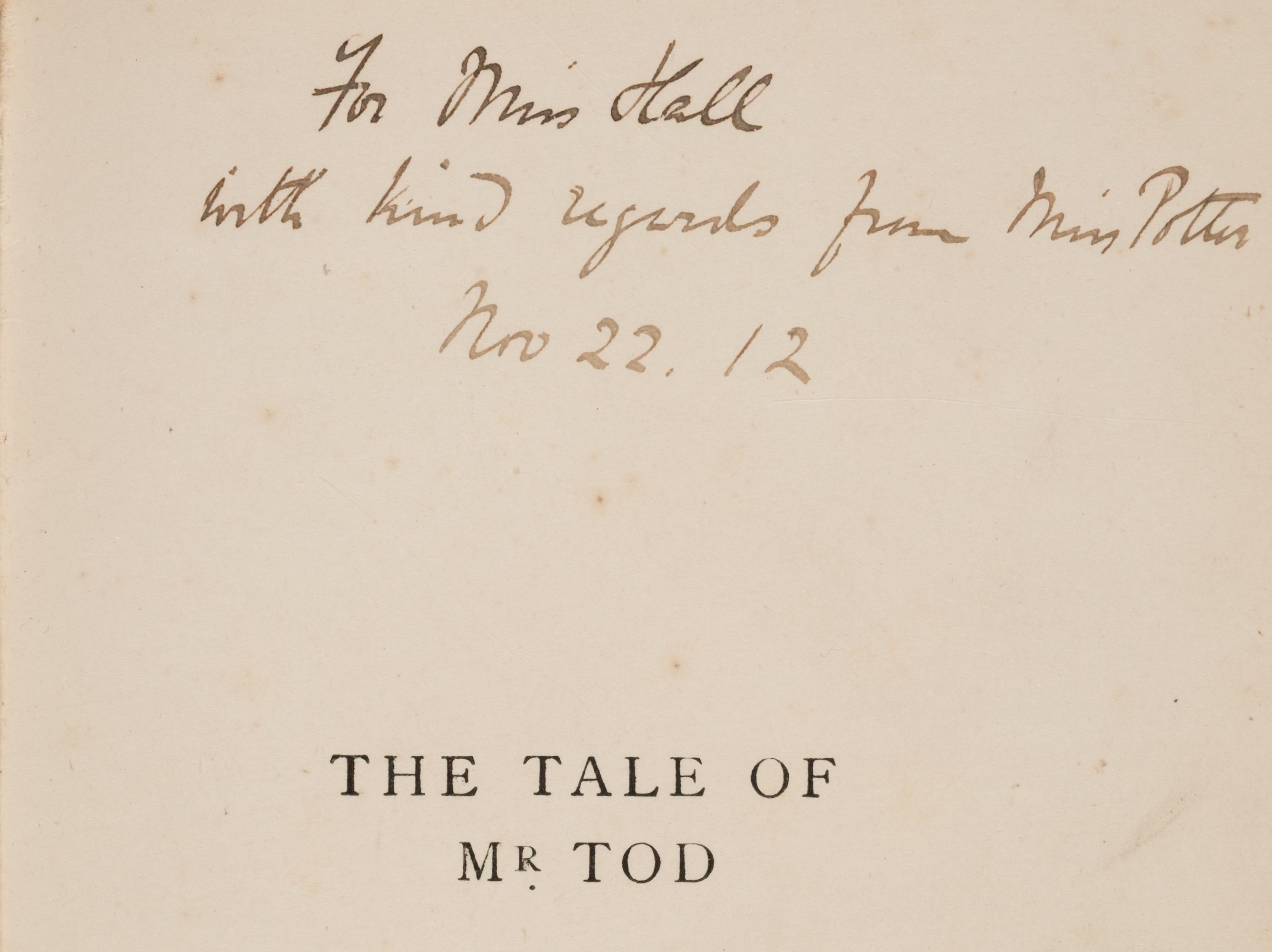 Lot 58 - Potter (Beatrix). The Tale of Mr Tod, 1st