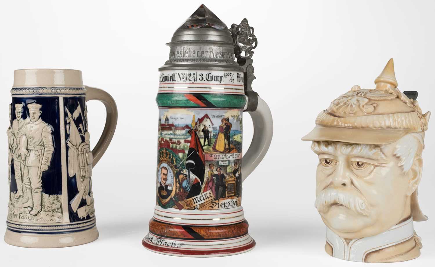 Lot 275 - German steins. A collection of WWI period