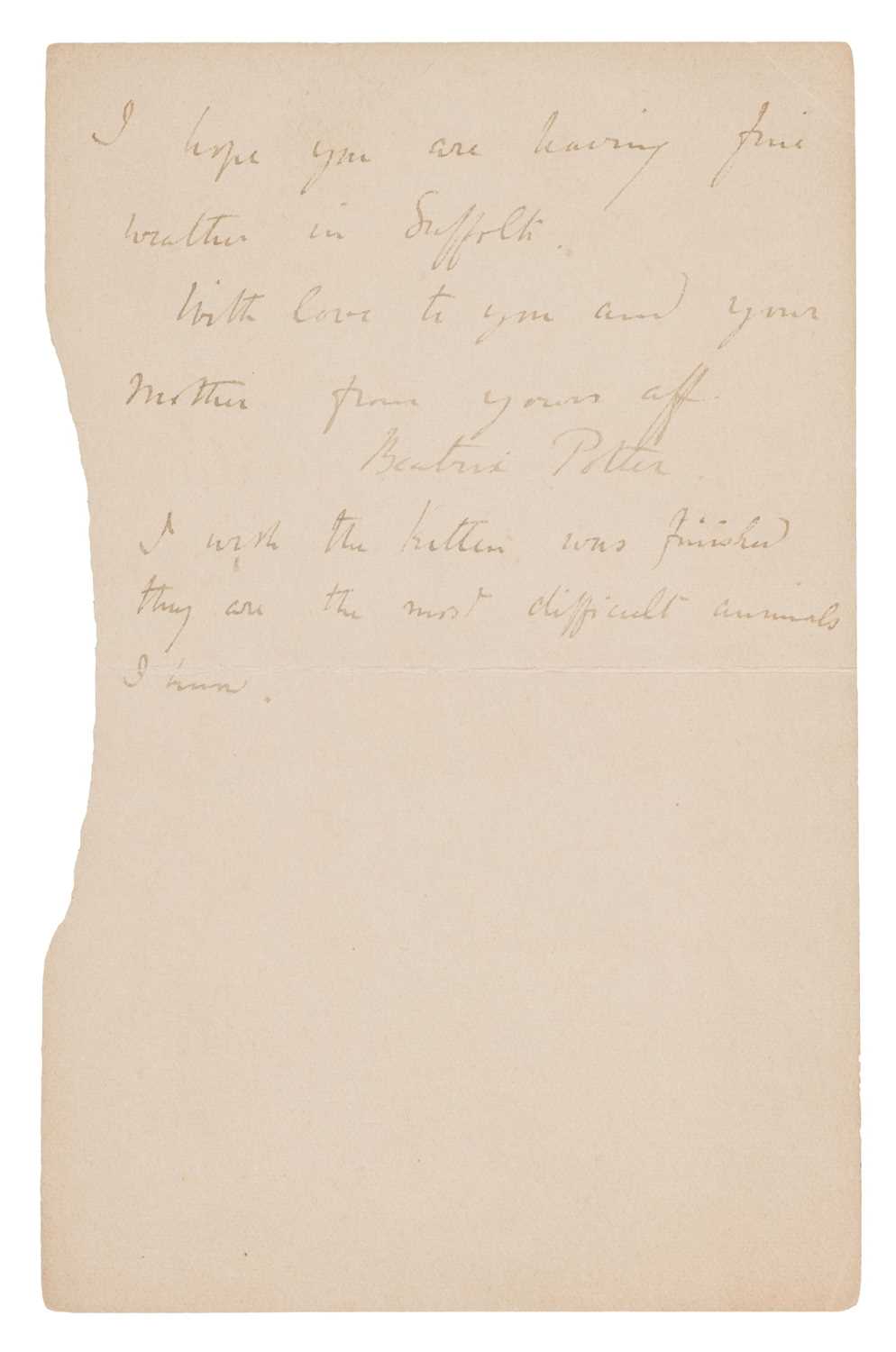 Lot 100 - Potter (Beatrix). Incomplete Autograph