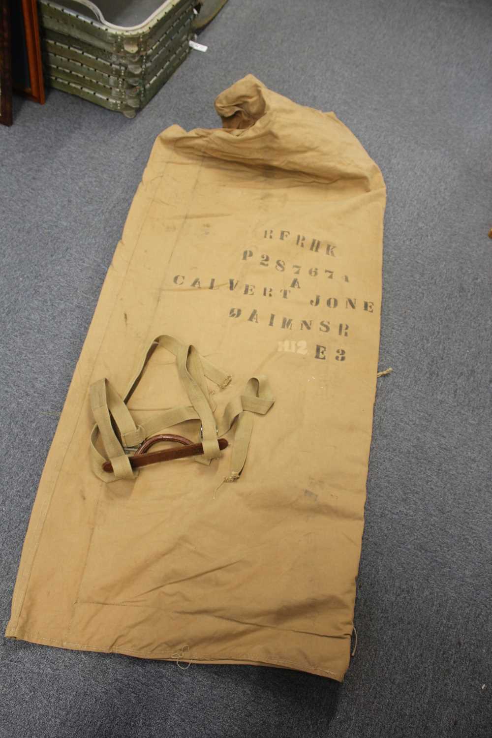 Lot 330 - WWII Field Gear. A WWII canvas bed roll