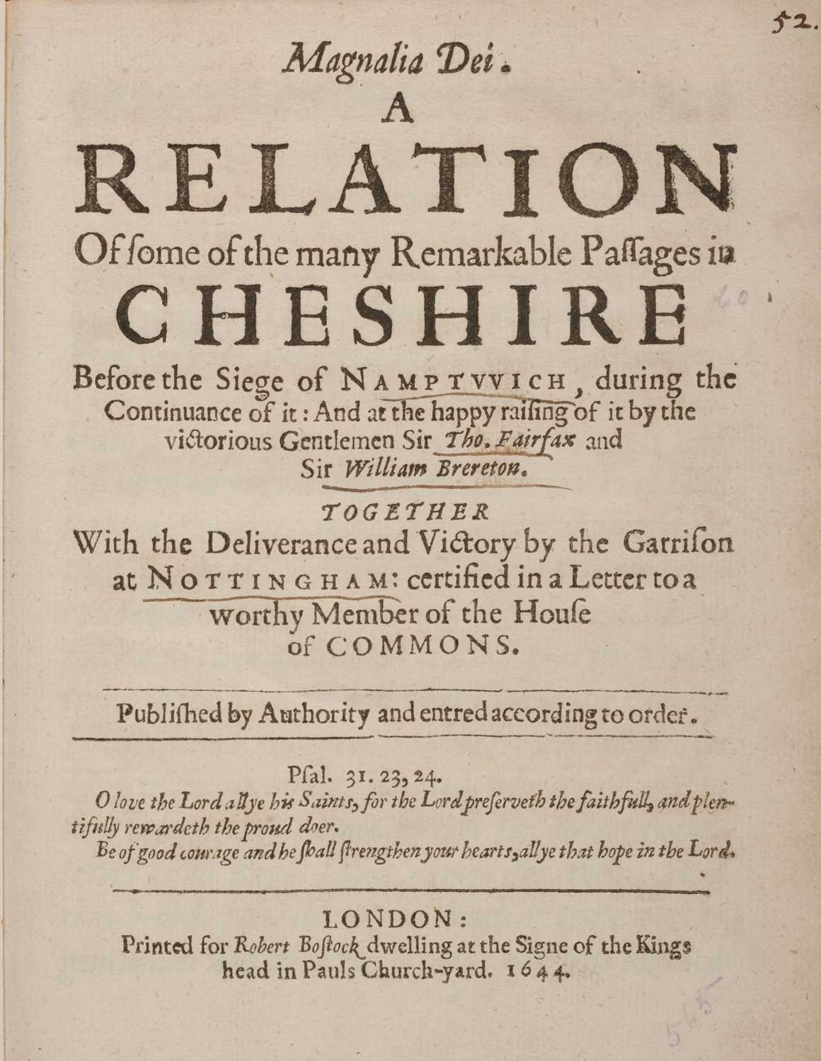 Lot 310 - English Civil War Pamphlets. Magnalia Dei,
