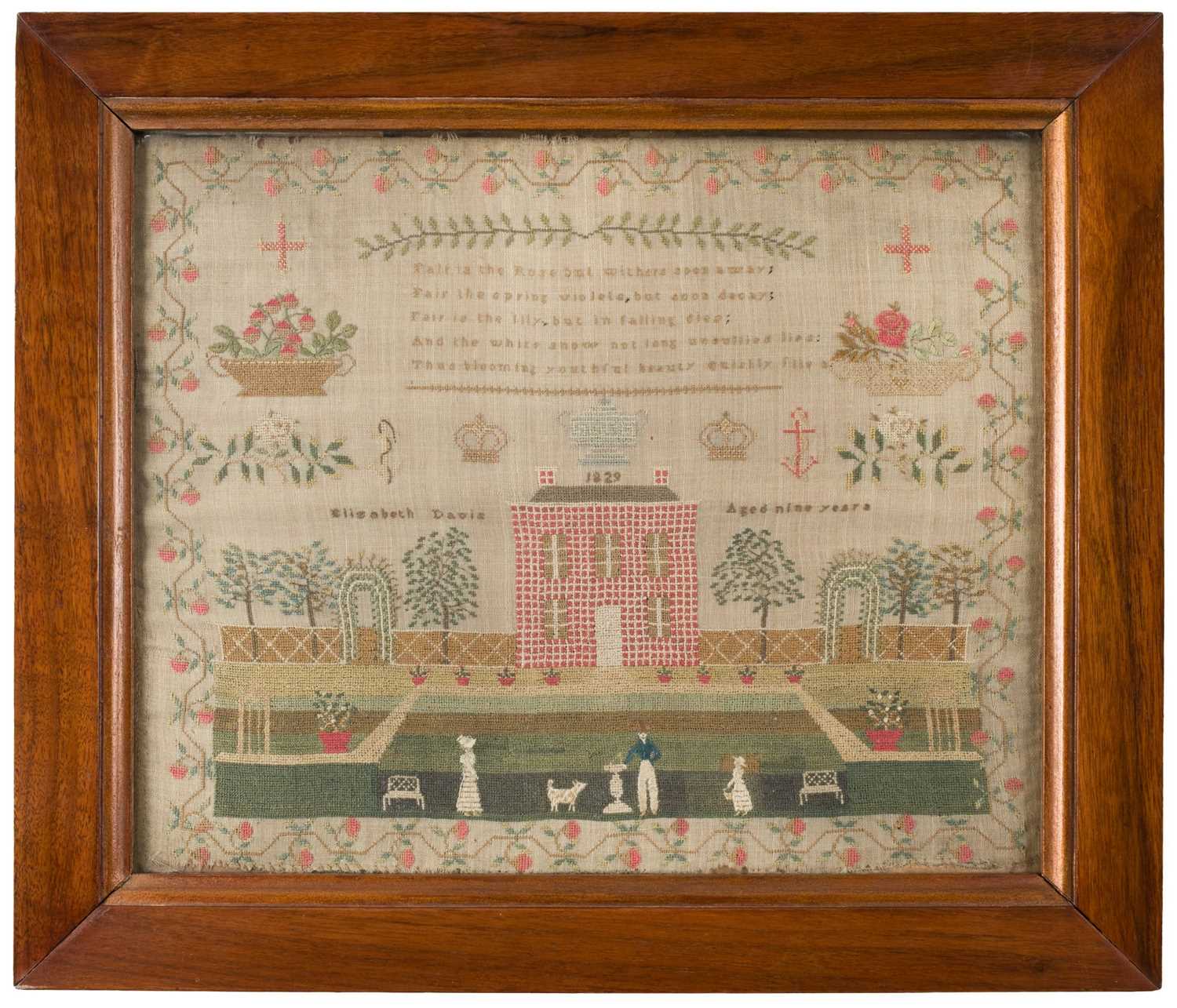 Lot 519 - Sampler. A needlework picture by Elizabeth