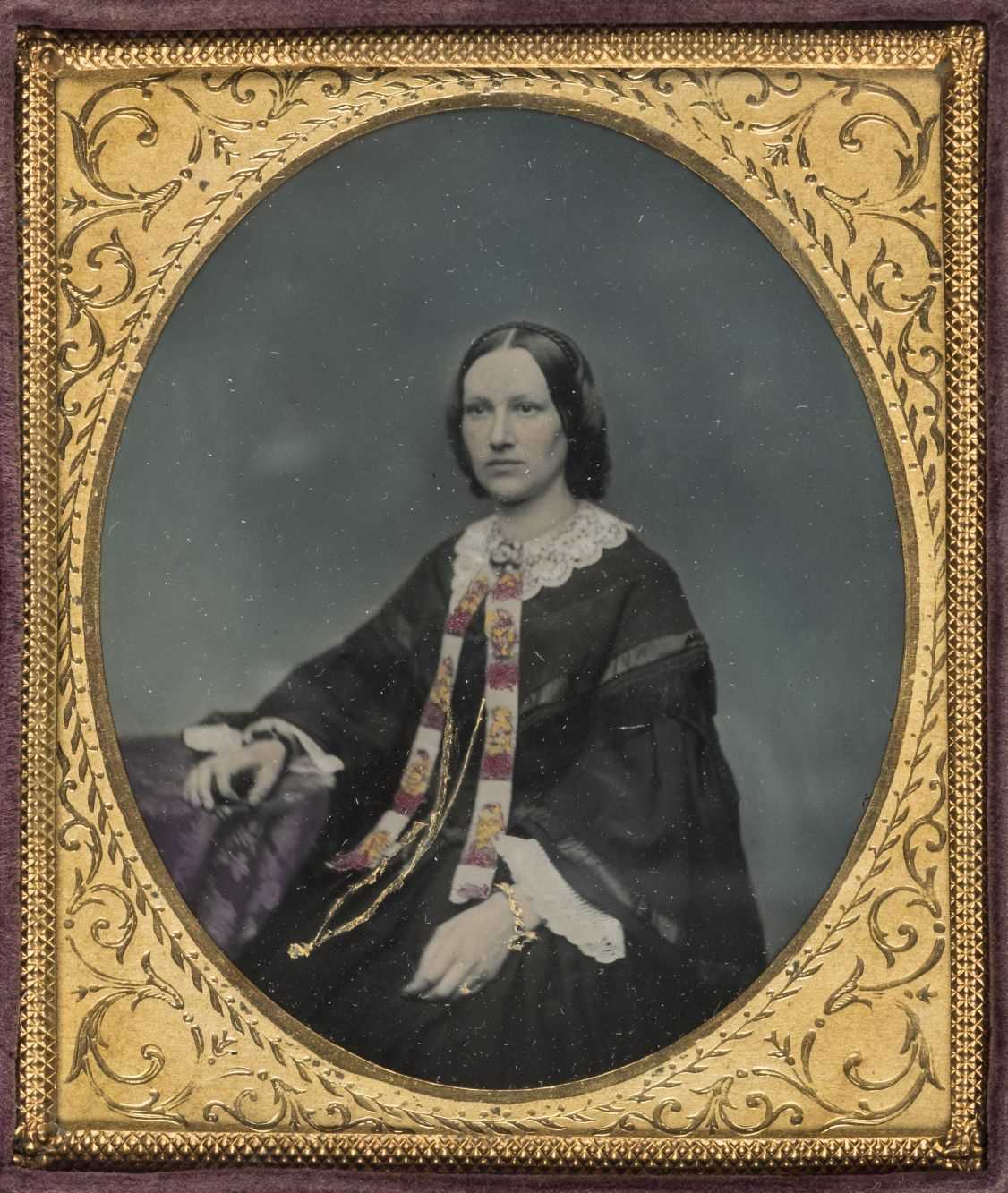 Lot 333 - Sixth-plate tinted ambrotype of a woman